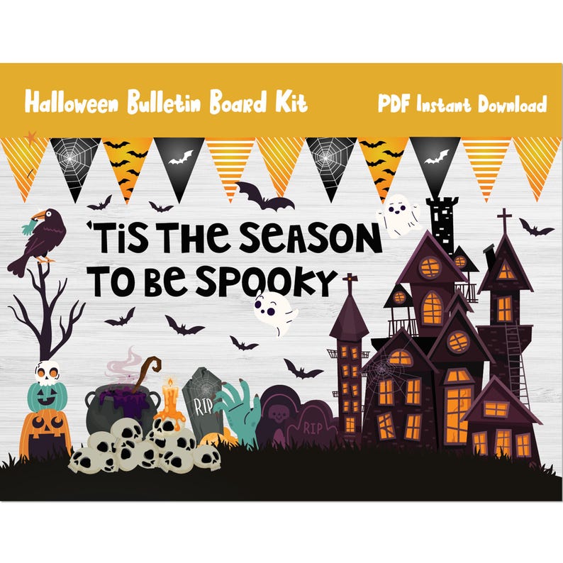 Halloween Bulletin Board Kit/fall October Kindergarten Classroom Decor ...