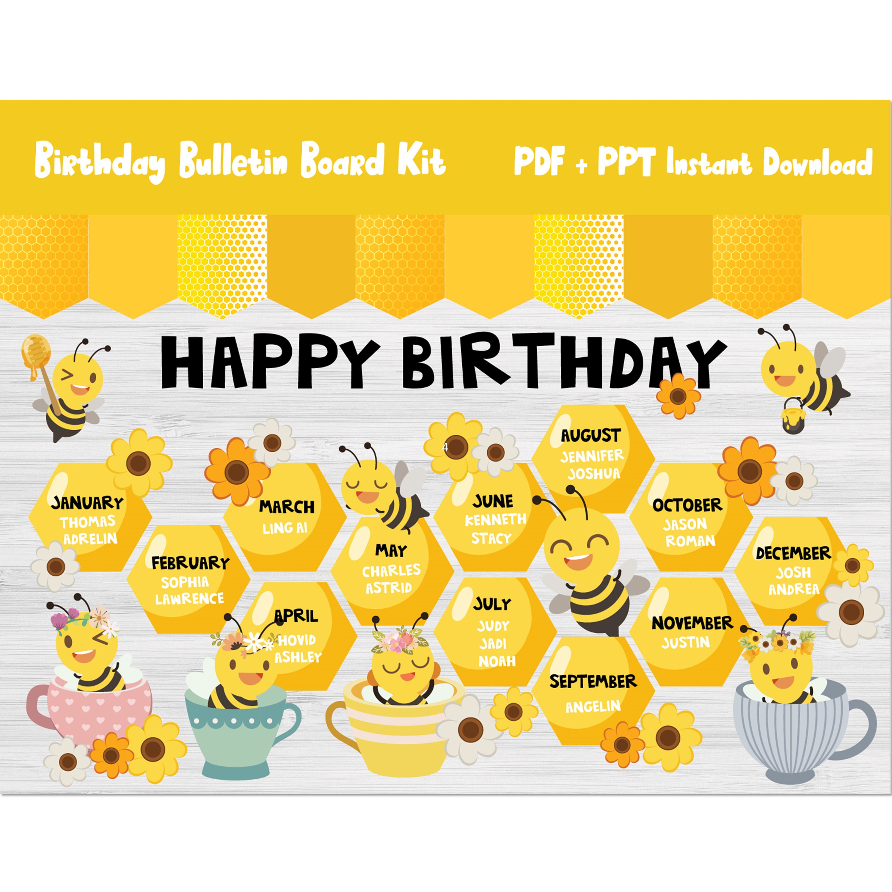 Happy Birthday Bulletin Board Kit/classroom Wall Display/decor ...