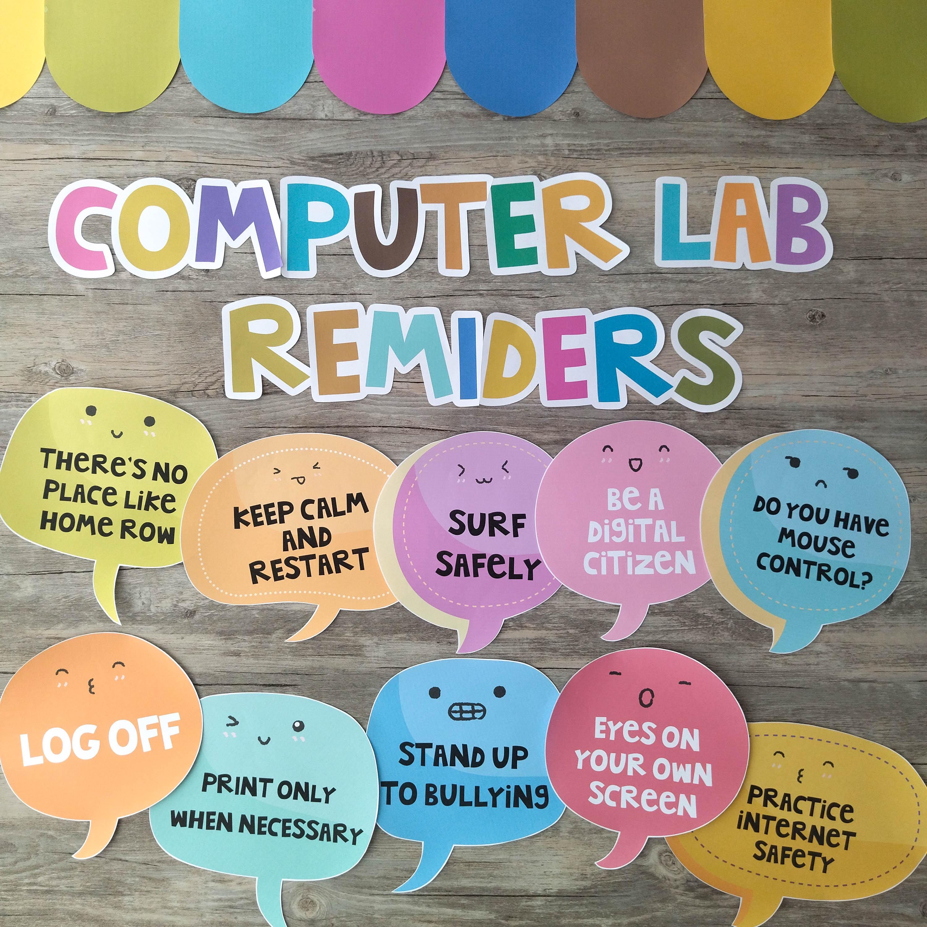 Computer Room Lab Rule Bulletin Board Kit/computer Science Classroom ...