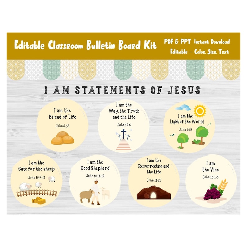 Jesus I Am Statement/christian Bulletin Board Kit/bible - Etsy