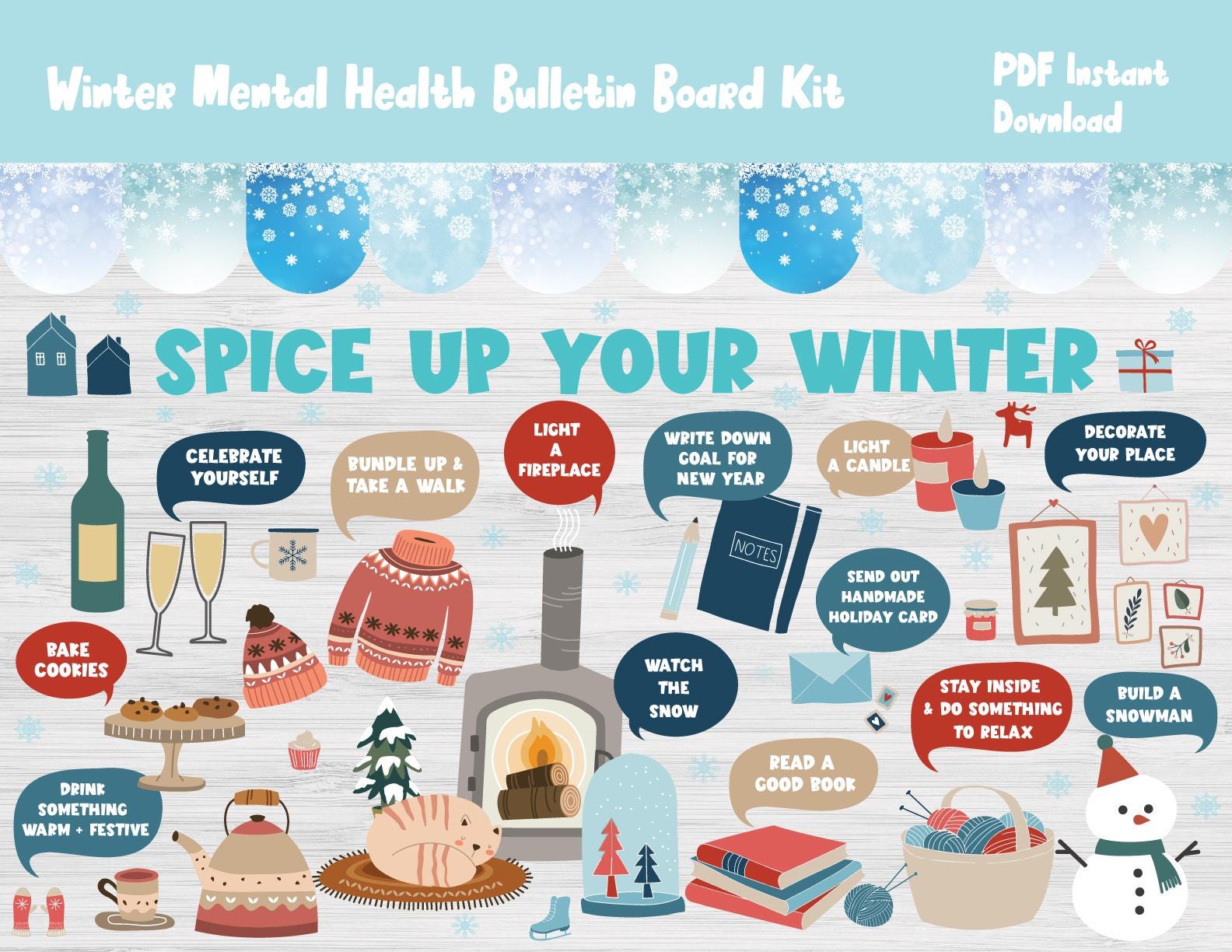 Winter Mental Health Awareness Bulletin Board Kit/classroom Decor ...