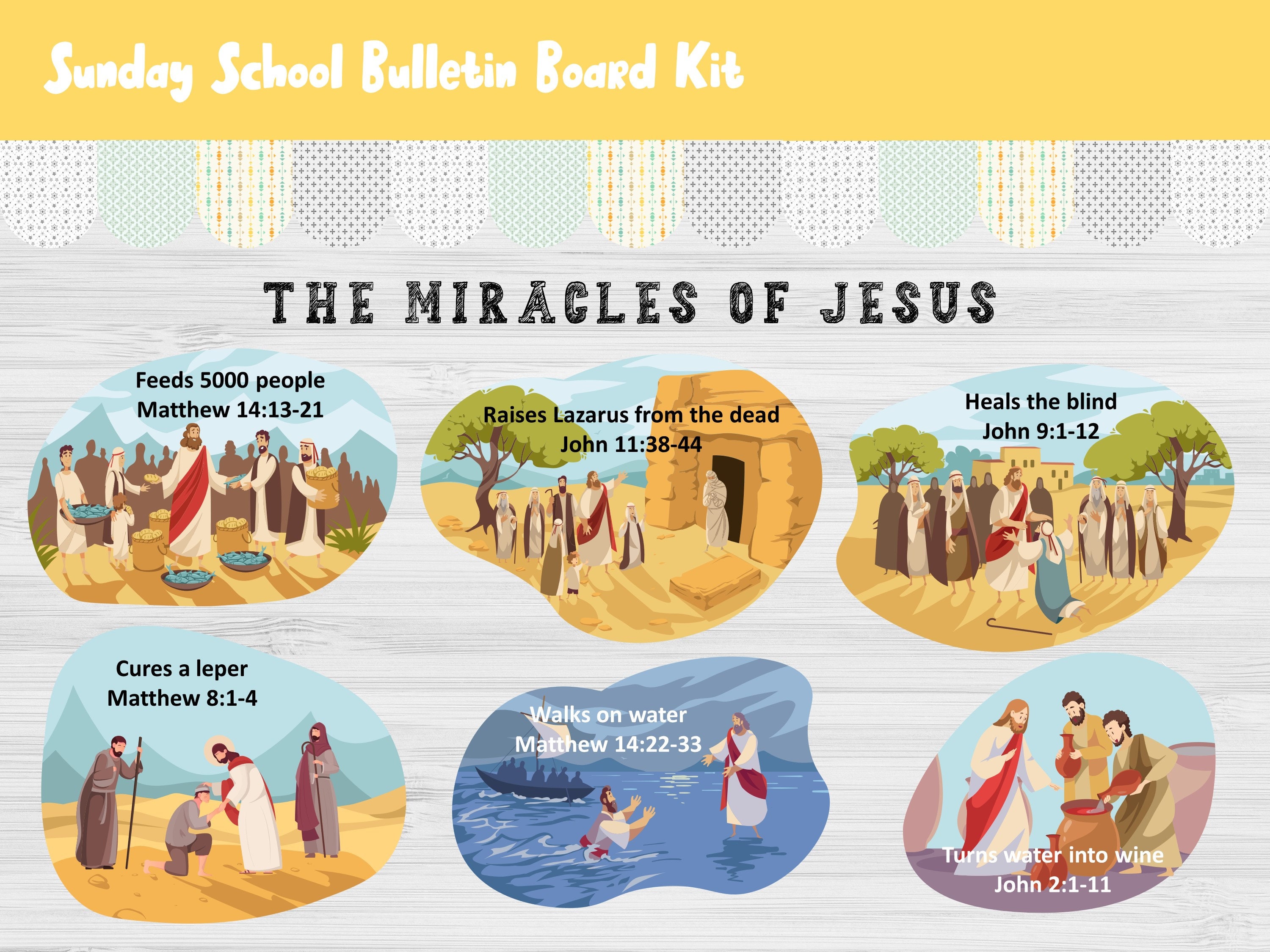 Miracles of Jesus/christian Bulletin Board Kit/bible - Etsy