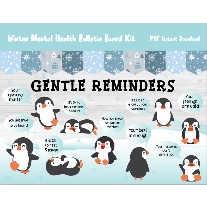 Winter Mental Health Bulletin Board Kit/december Kindergarten Preschool ...