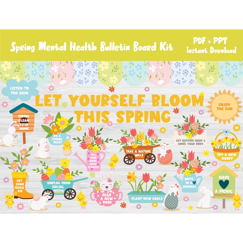 Spring Mental Health Awareness Bulletin Board Kit/classroom Decor ...