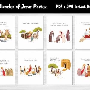 10 Miracles of Jesus Poster/christian Bulletin Board Kit/bible Story ...