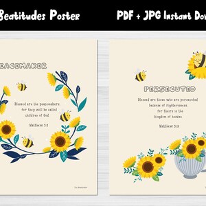 8 the Beatitudes Poster/christian Bulletin Board Kit/bible Verse ...