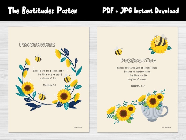 8 the Beatitudes Poster/christian Bulletin Board Kit/bible - Etsy