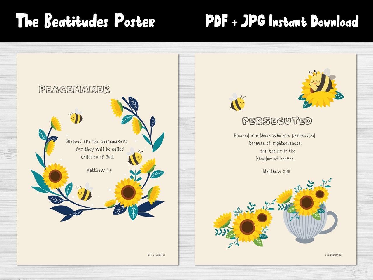 8 the Beatitudes Poster/christian Bulletin Board Kit/bible Verse ...