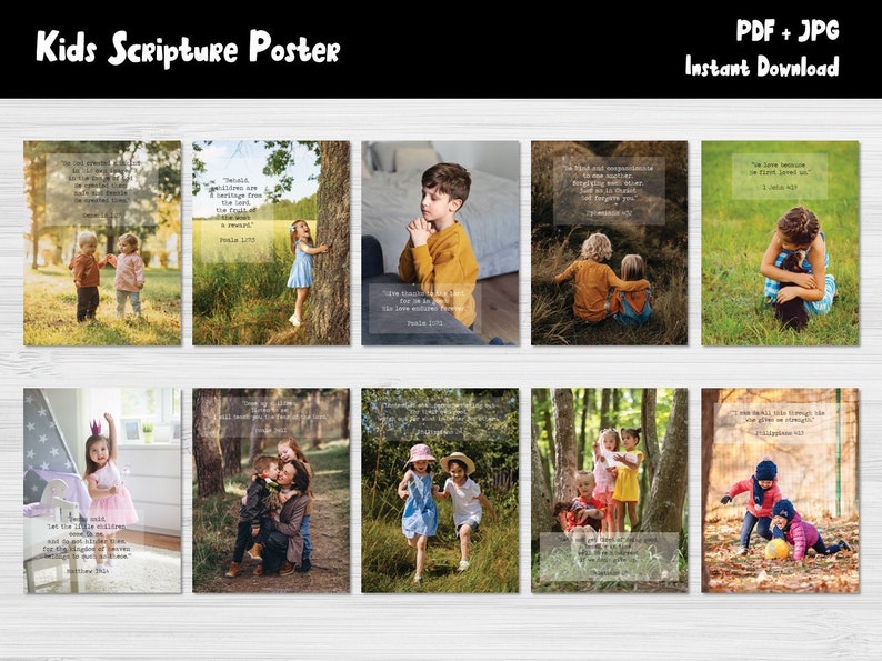 10 Sunday School Poster/christian Bulletin Board/kids Bible Verse Wall ...