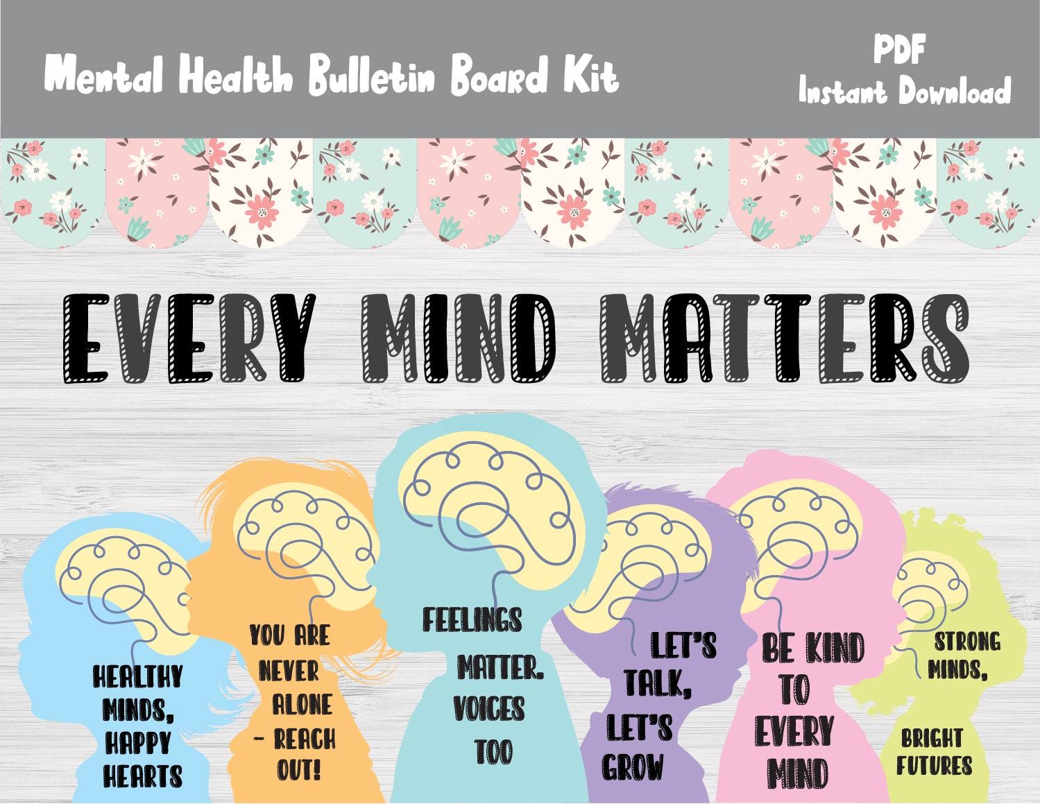 Mental Health Bulletin Board Kit/motivational/school Counselor ...