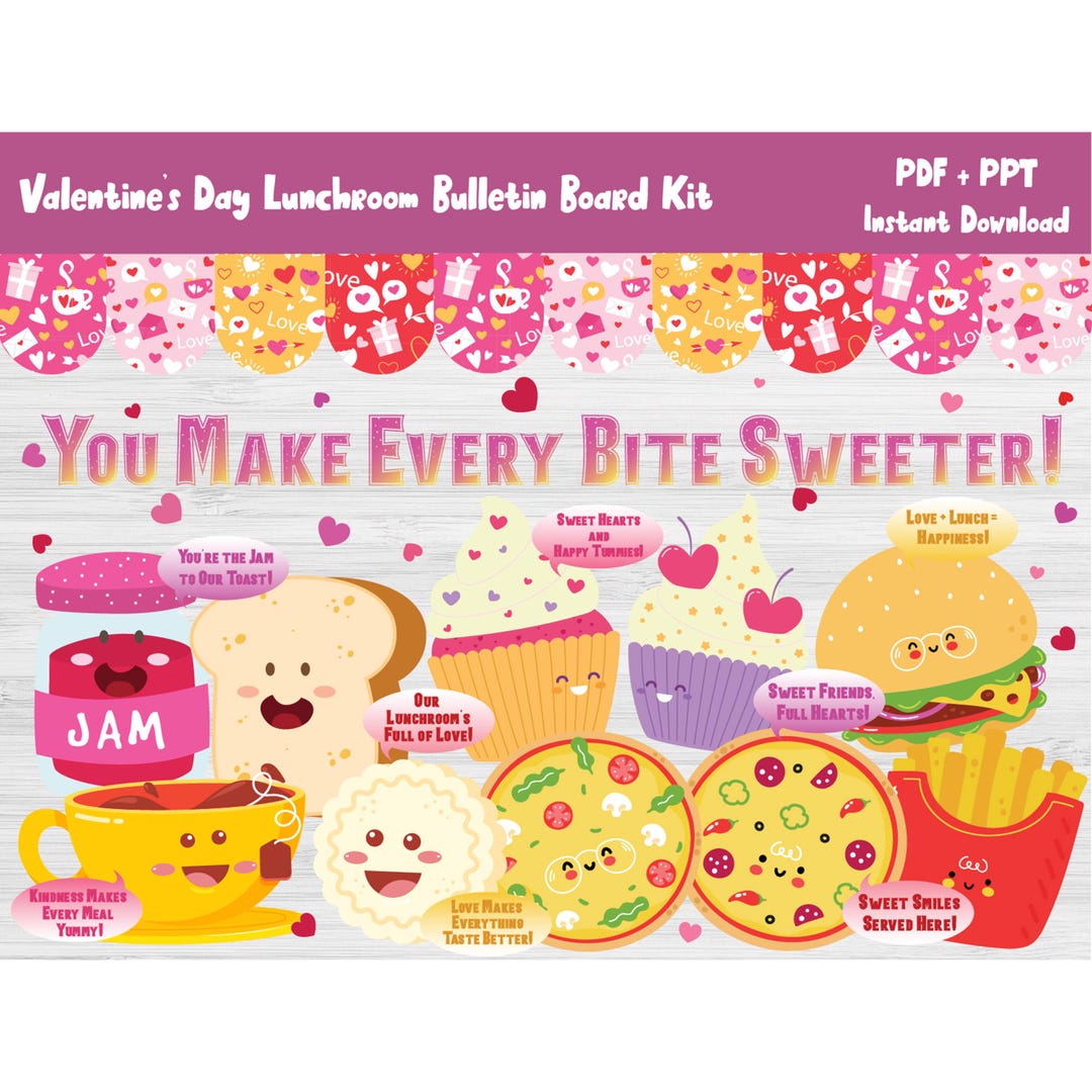 Valentine's Day School Lunchroom Bulletin Board/february Cafeteria Wall ...
