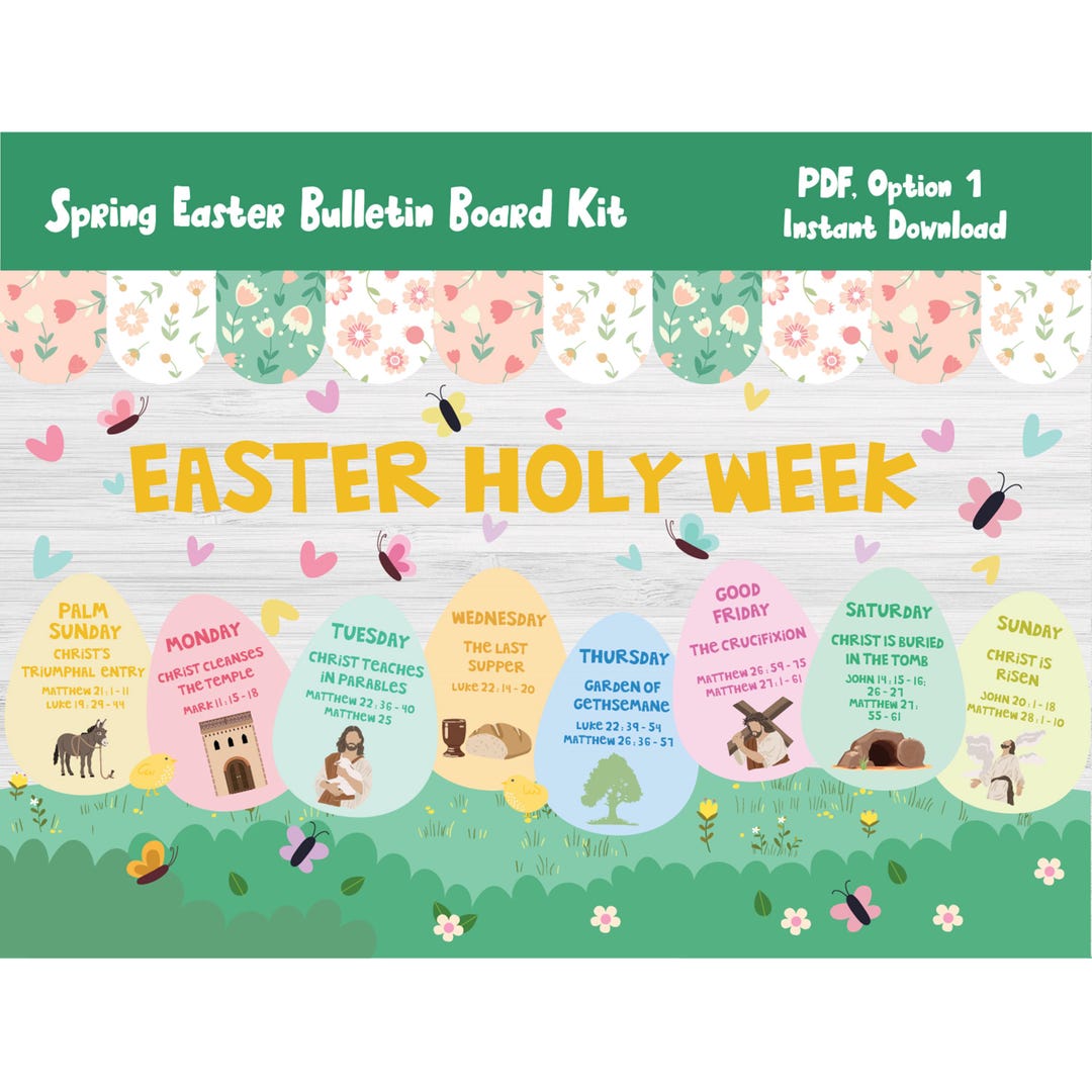 Easter April Bulletin Board Kit/church/sunday School/christian ...