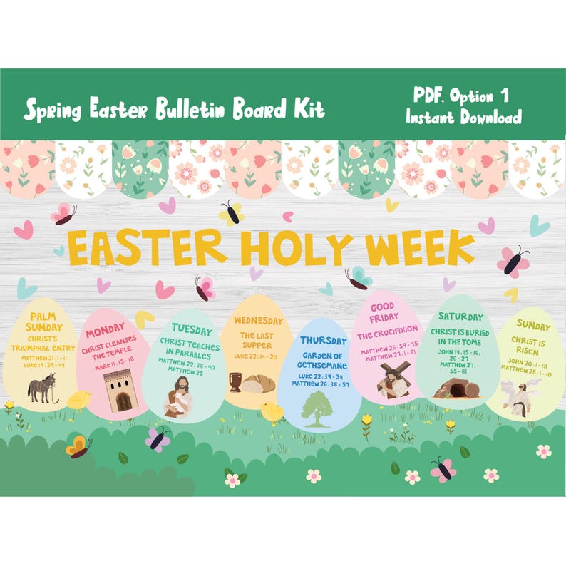 Easter April Bulletin Board Kit/church/sunday School/christian ...