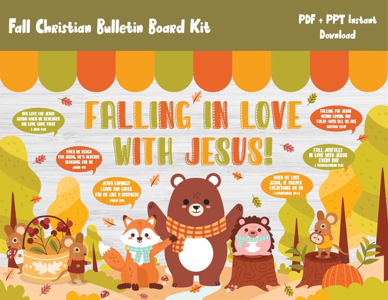 Fall Christian Bulletin Board Kit/sunday School/church Wall Decor ...