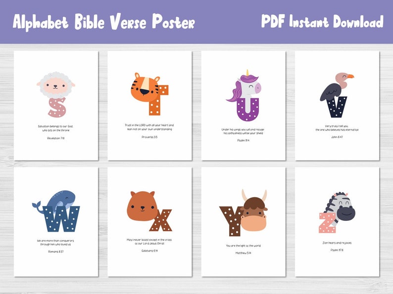ABC Alphabet Bible Verse Poster/christian Scripture Wall Art/god Decor ...