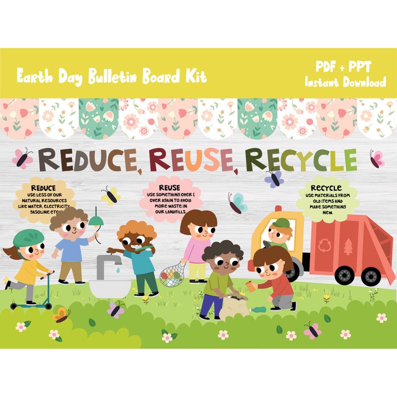 Reduce Reuse Recycle Bulletin Board Kit/earth Day/april Classroom Wall ...