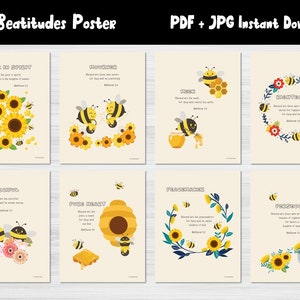 8 the Beatitudes Poster/christian Bulletin Board Kit/bible Verse ...