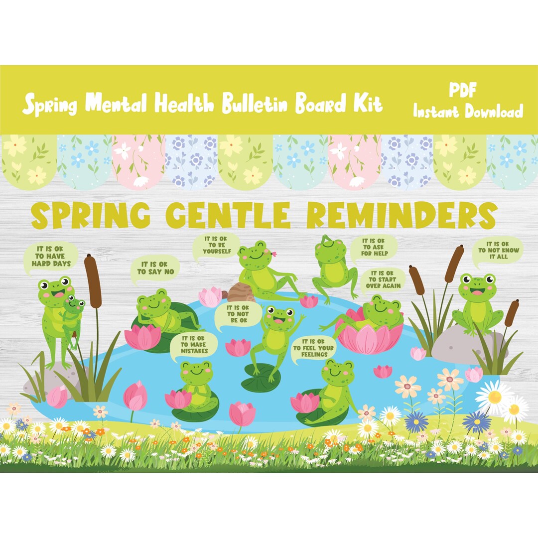 Spring Mental Health Bulletin Board Kit/march April Classroom Decor ...