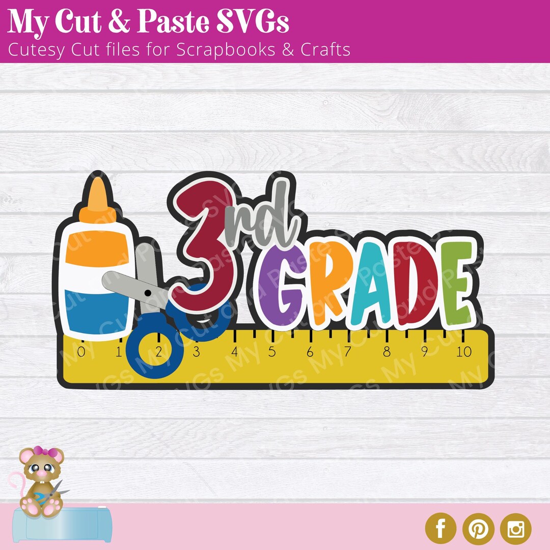 Third Grade Title SVG, Back to School Scrapbooking Embellishment, Paper ...