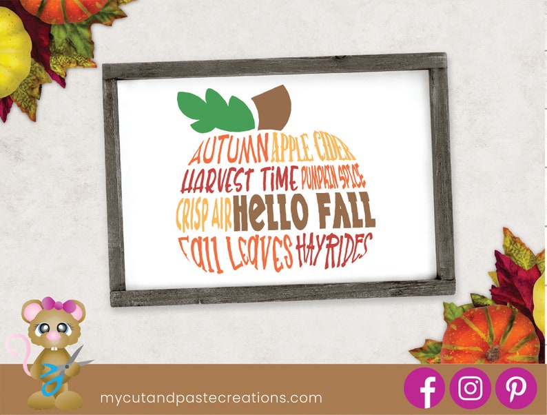 Pumpkin Word Art SVG, Fall Words SVG, Round Subway Art SVG, Fall Subway ...