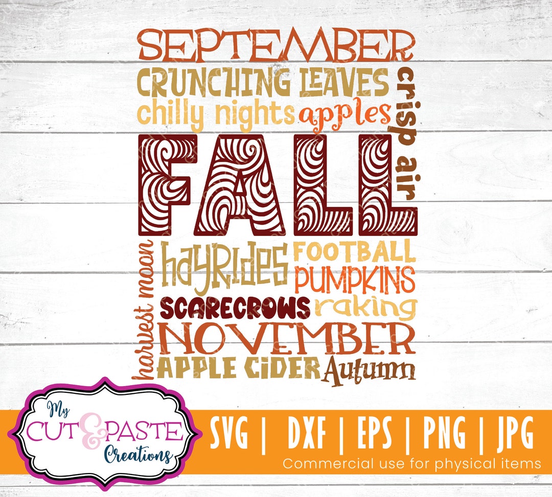 Fall Word Art SVG Fall Words SVG Fall SVG Printable Subway - Etsy