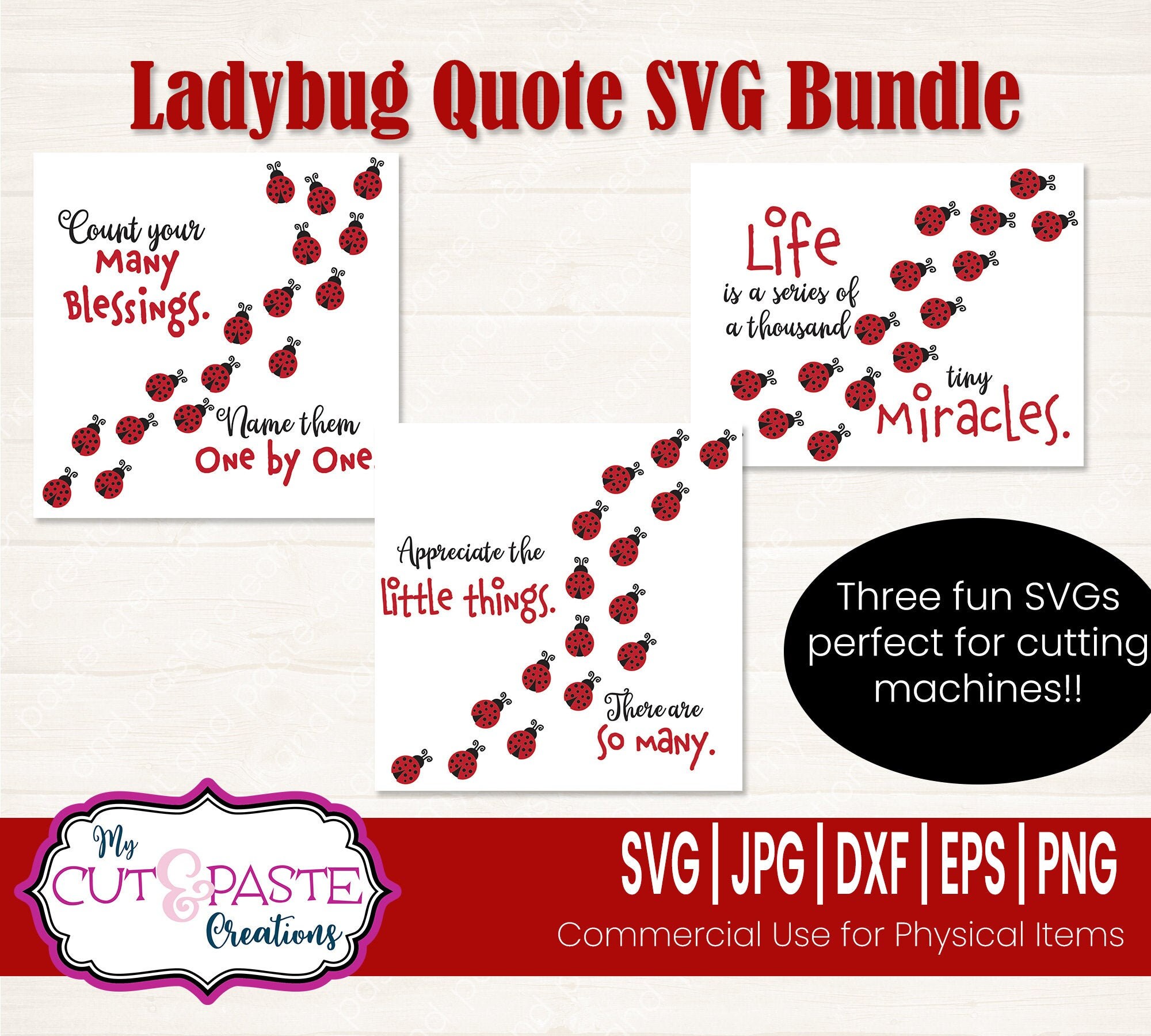 Ladybug Quotes SVG Bundle - SVG Quote - Ladybugs Svg - Ladybug Decor ...