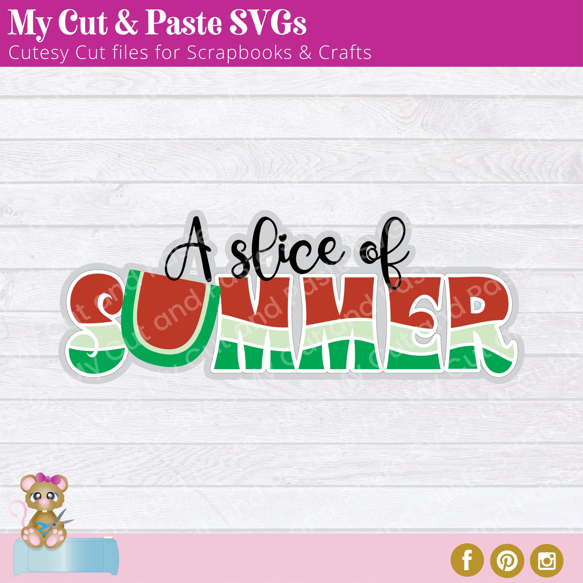 Summer Scrapbook Title SVG, Watermelon Scrapbooking Embellishment ...