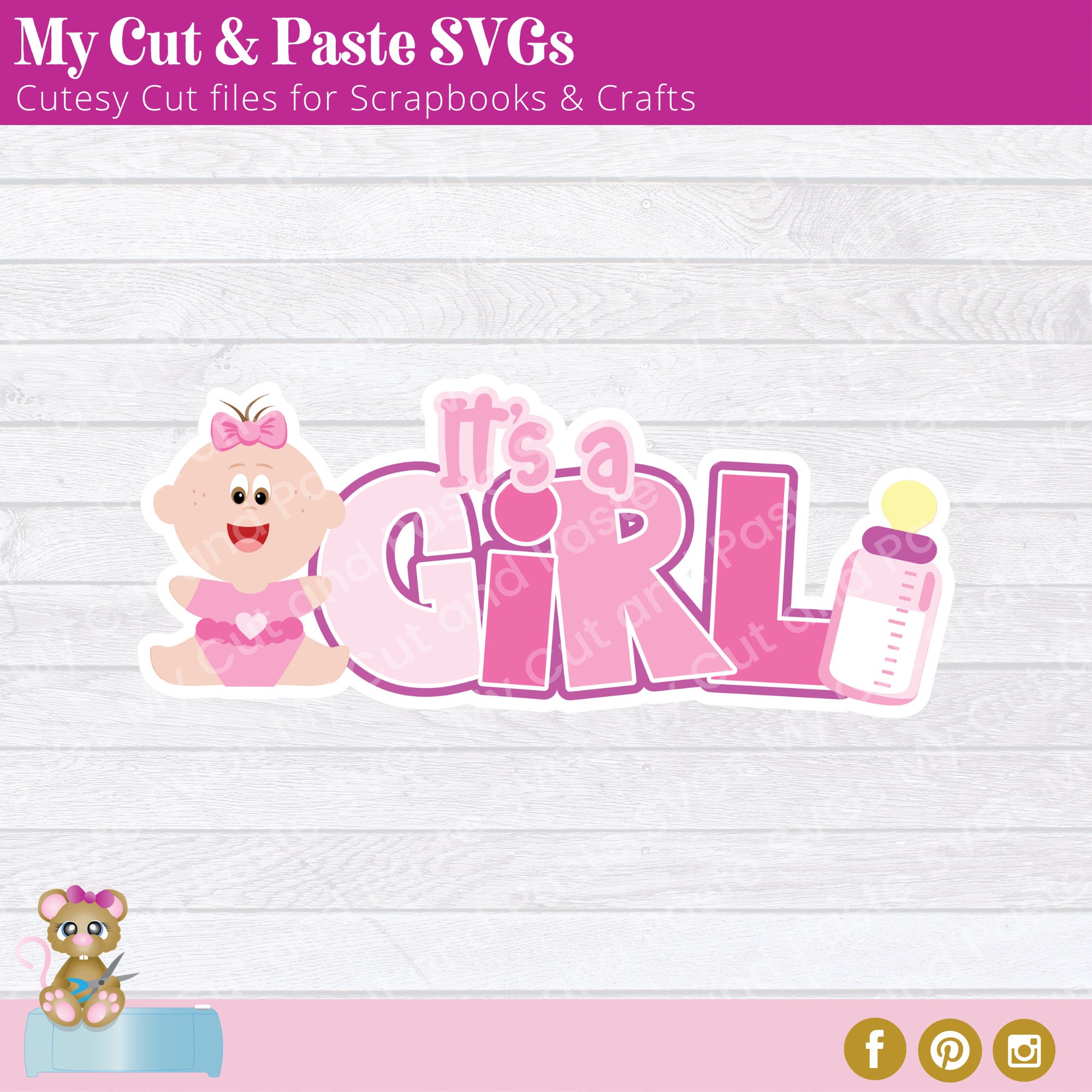Baby Girl Scrapbook Title SVG, Scrapbooking Die Cut, Layered Paper ...