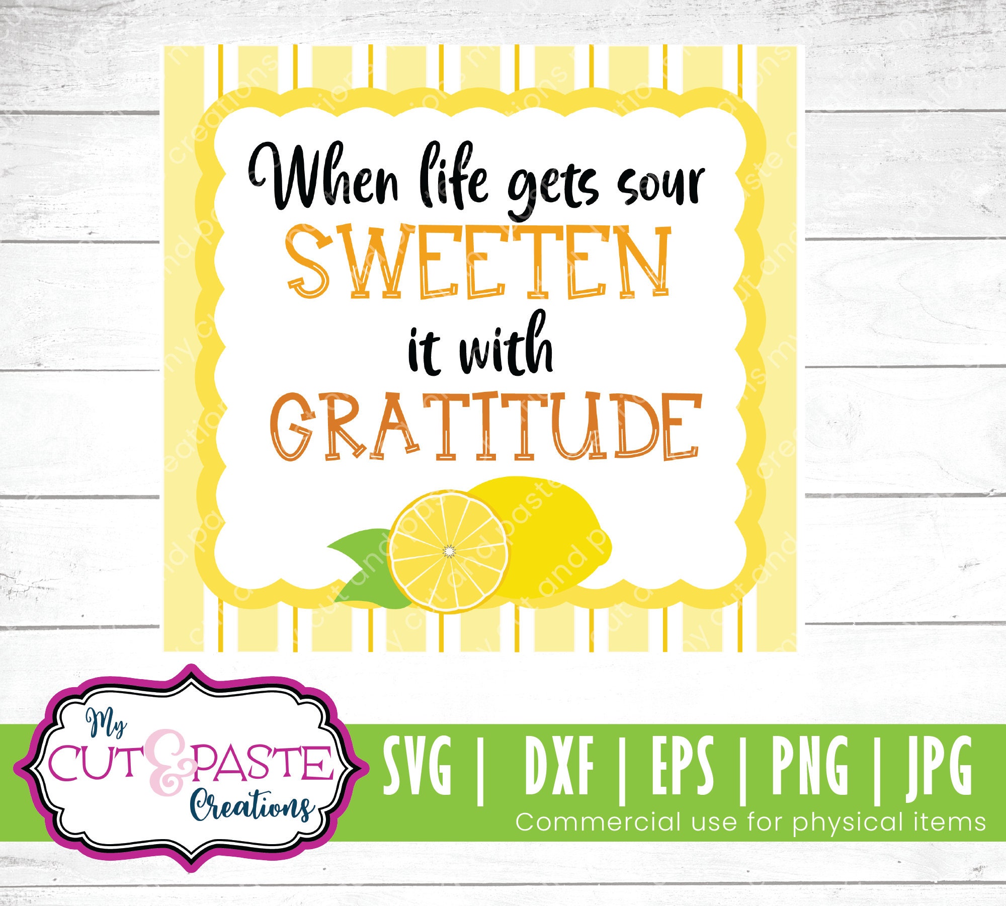 Lemonade SVG Lemon SVG Gratitude SVG Lemon Decor Svg Lemon Slice Svg ...