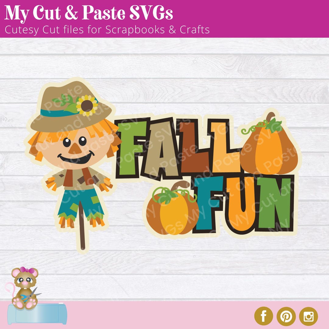 Fall Fun Scarecrow Scrapbook Die Cut SVG, Halloween Scrapbooks, Paper ...