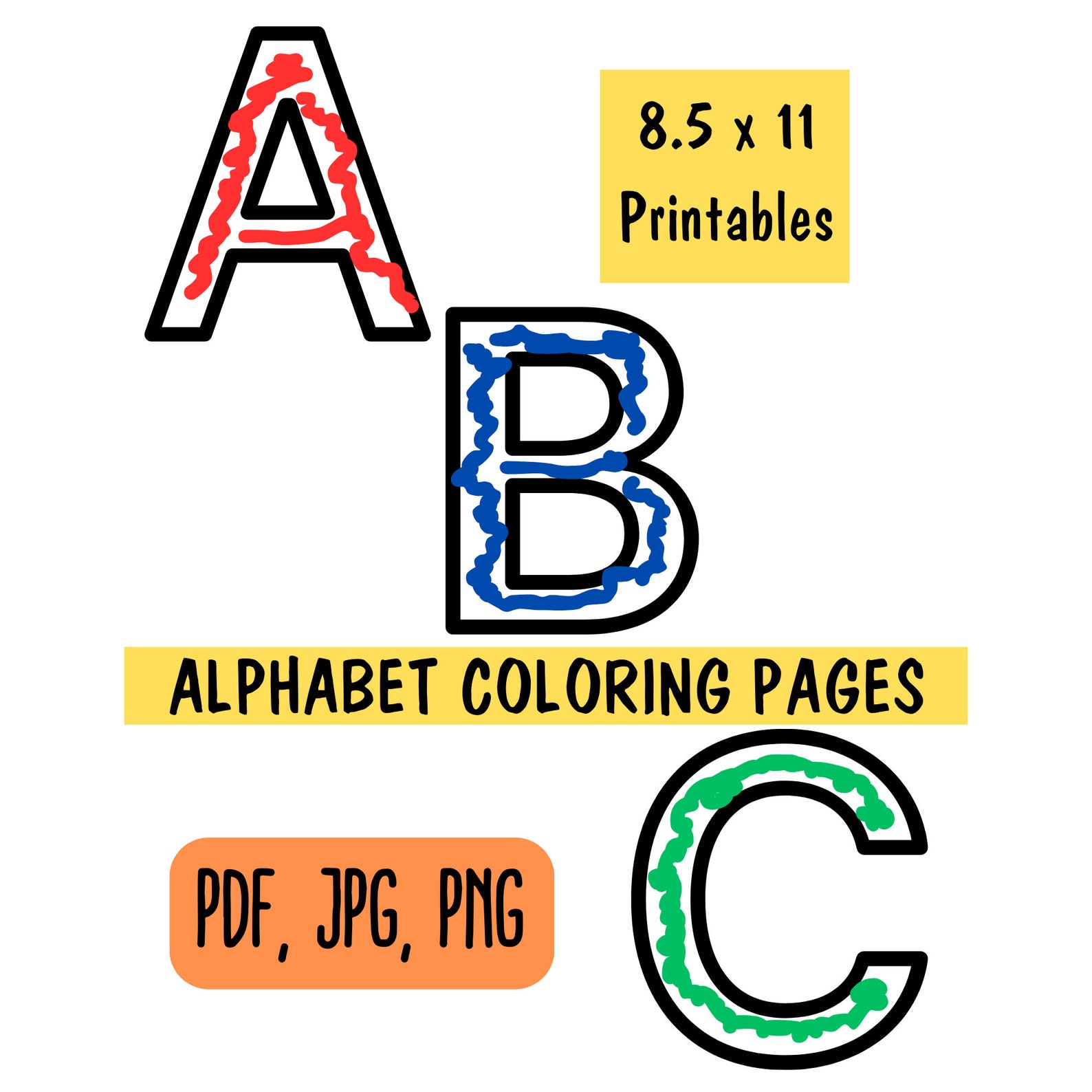ABC Coloring Pages for Kids Digital Download Bundle | Alphabet ...
