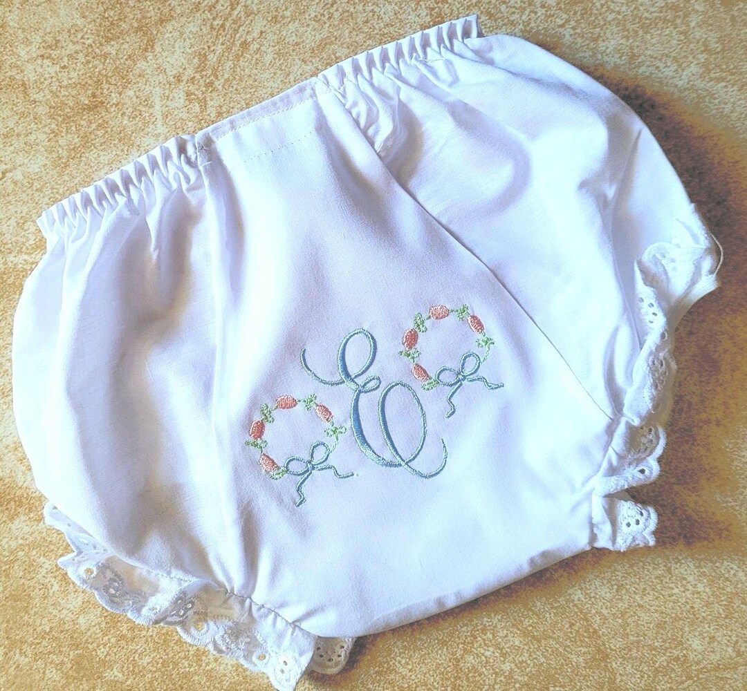 Monogrammed Eyelet Baby Bloomers: Embroidered Diaper Cover - Etsy