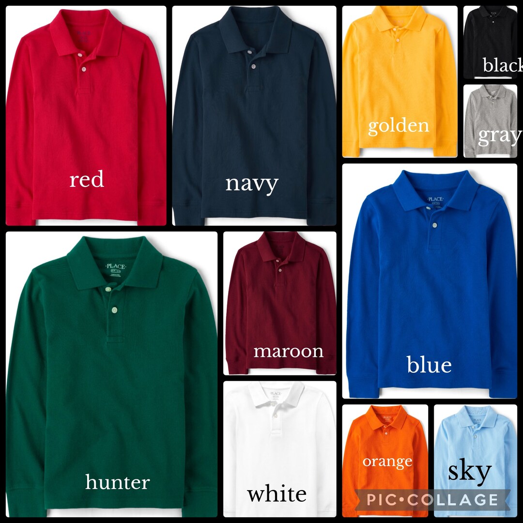 Monogrammed Polo Shirt Long Sleeve Boys Polo Shirt Shirt - Etsy