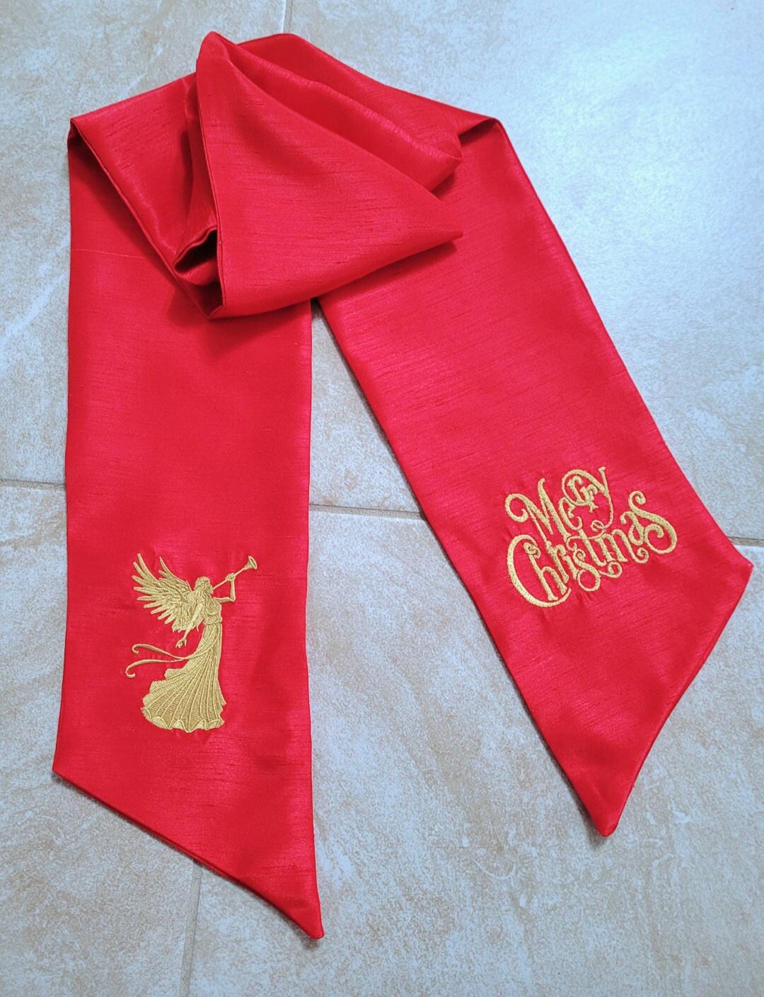 Christmas Wreath Sash Monogrammed Door Bow Sash Seasonal Sash Holiday ...