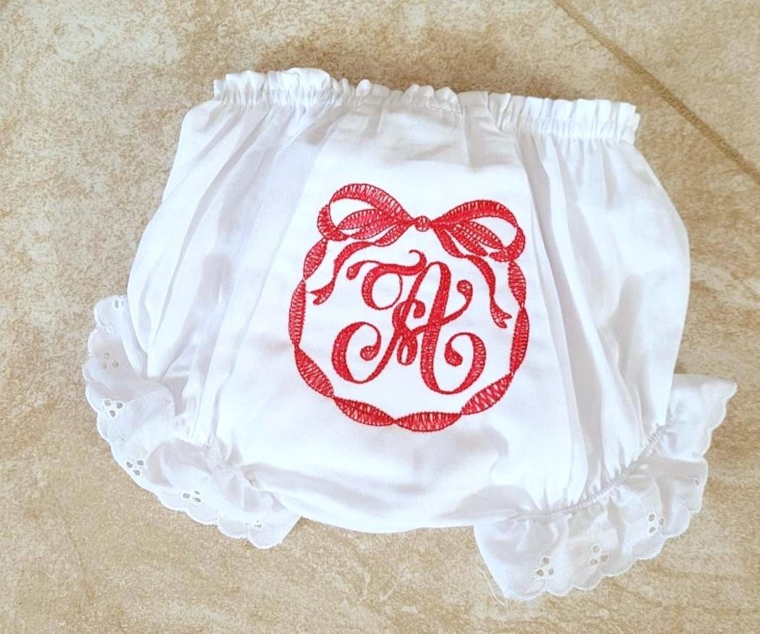 Monogrammed Bloomers Embroidered Diaper Cover White Eyelet Bloomers ...