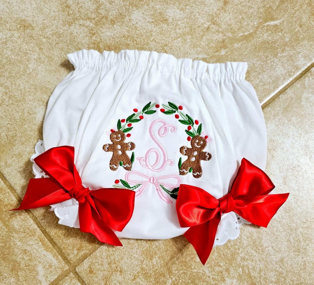 Monogrammed Christmas Bow Bloomers: Gingerbread Baby Diaper Cover - Etsy