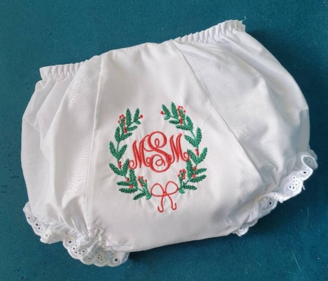 Monogrammed Diaper Cover White Eyelet Bloomers Diaper Cover Heirloom ...