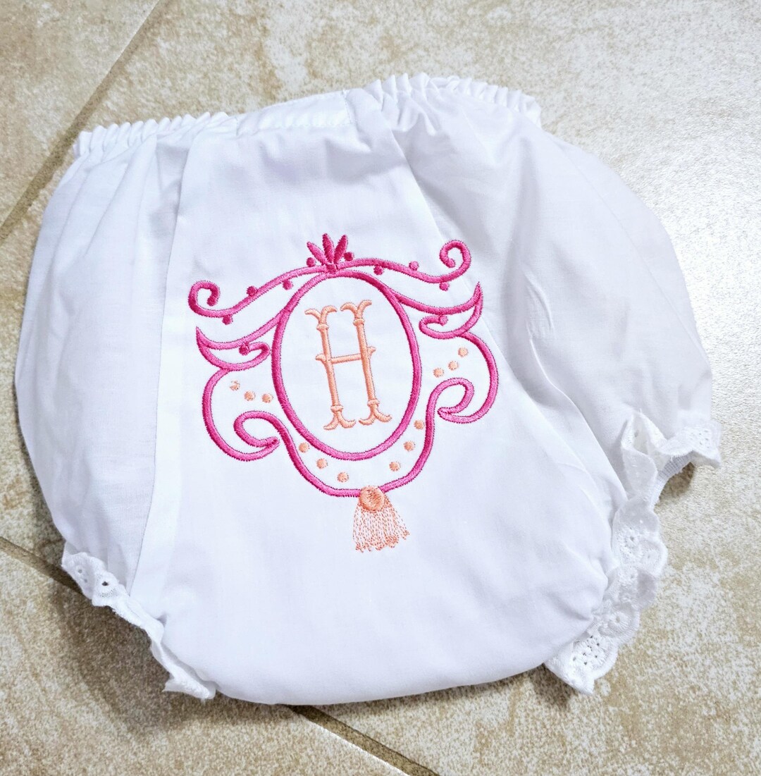 Monogrammed Eyelet Baby Bloomers: Personalized Diaper Cover - Etsy