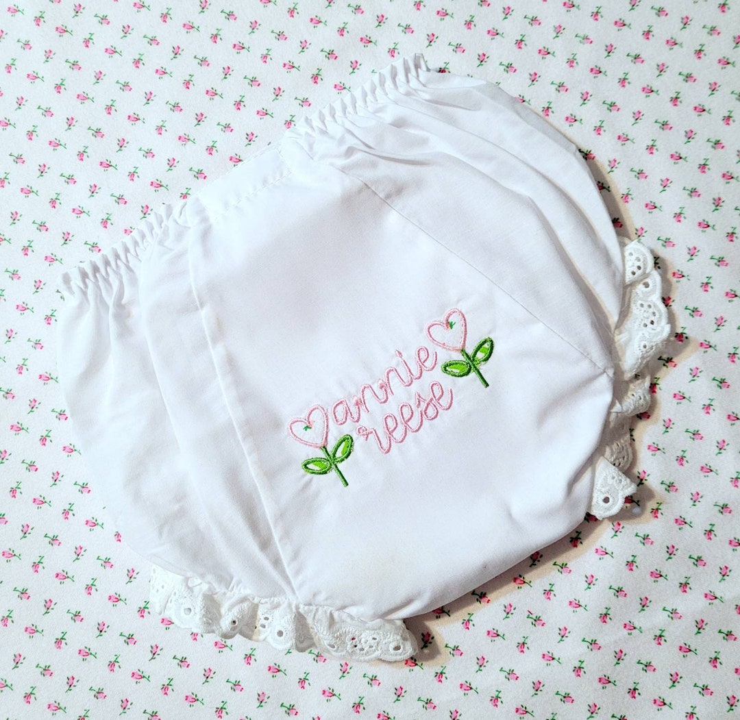 Valentine Monogrammed Eyelet Baby Bloomer: Personalized Heart Diaper ...