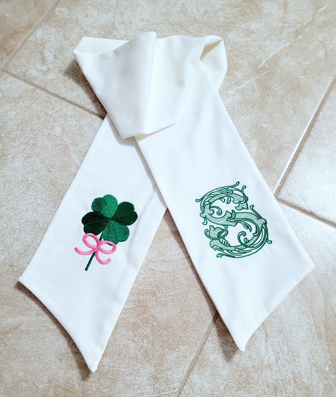 Monogrammed Wreath Sash St Patty Front Door Bow Sash Gift Housewarming ...