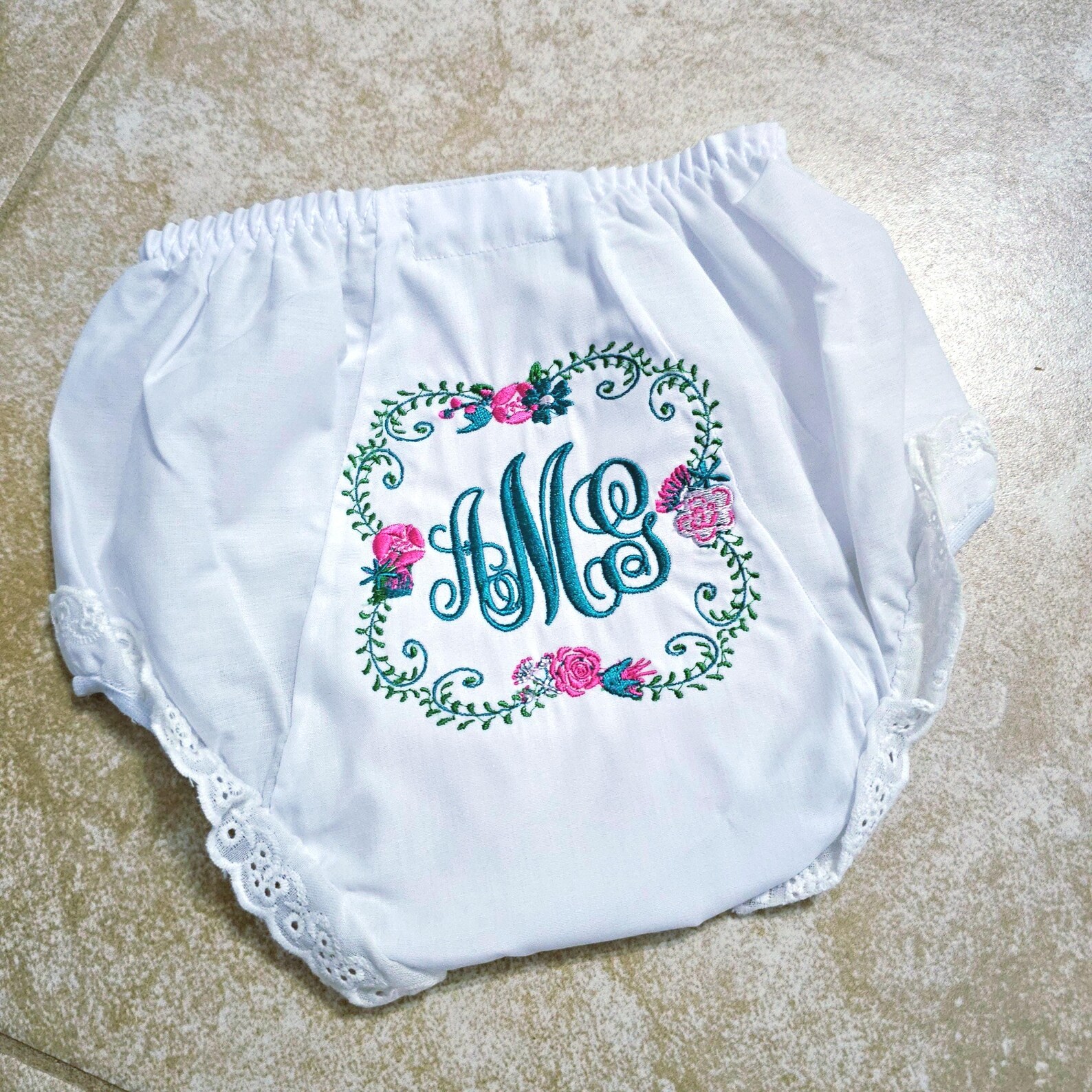 Monogrammed Eyelet Baby Bloomers: Floral Diaper Cover - Etsy