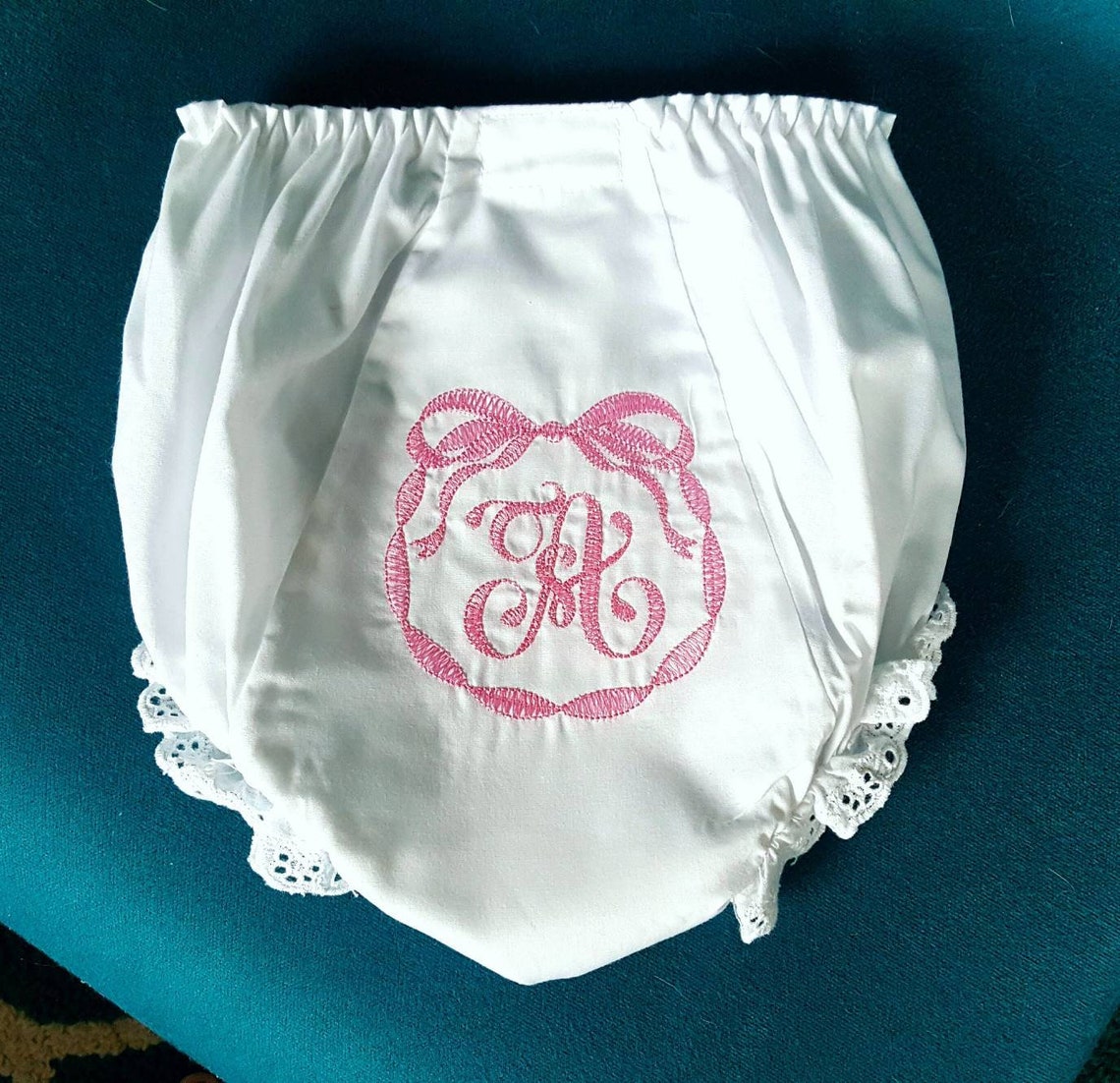 Monogrammed Eyelet Baby Bloomers: Personalized Diaper Cover - Etsy