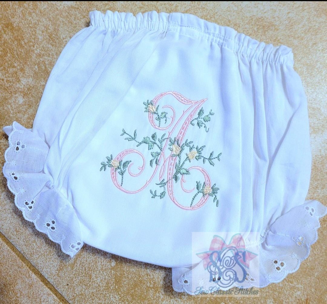 Monogrammed Eyelet Baby Bloomers: Personalized Diaper Cover Heirloom ...