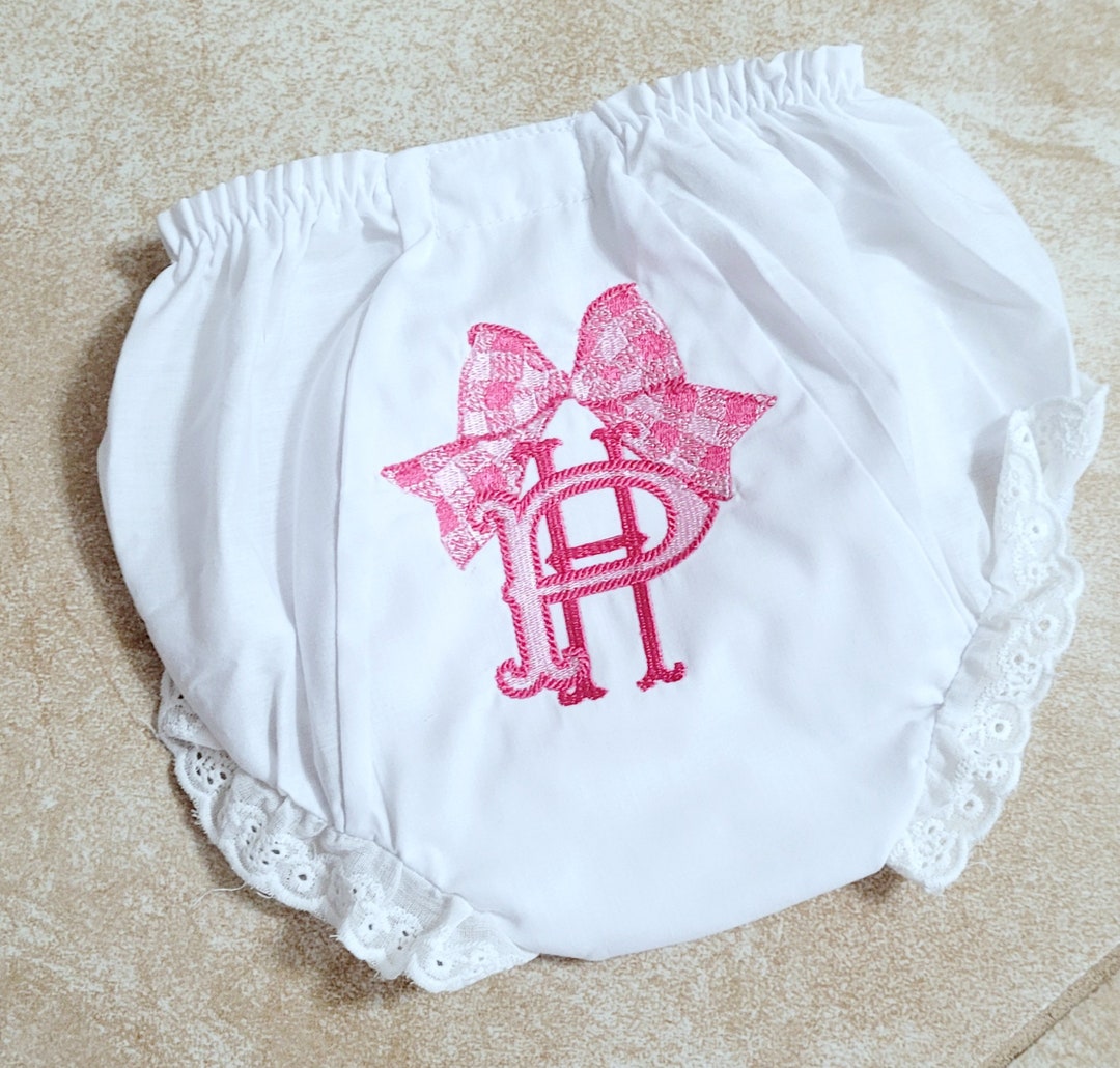 Bloomers Monogrammed White Eyelet Bloomers Diaper Cover Heirloom Baby ...