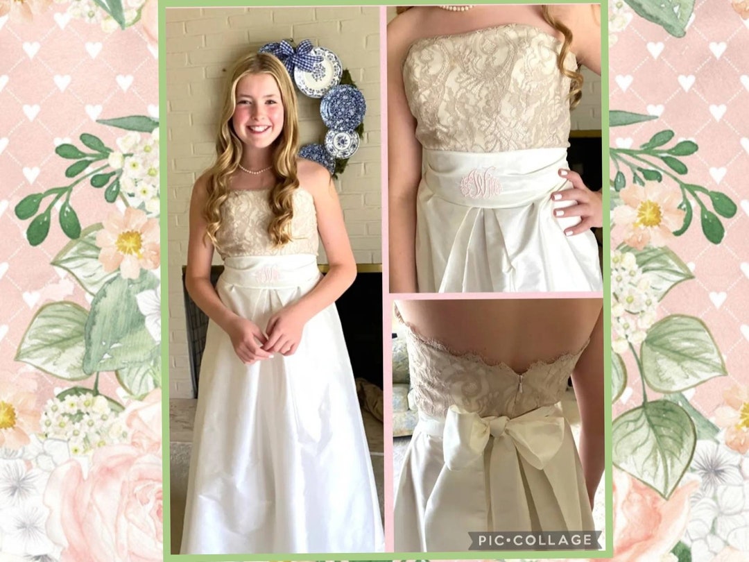 Monogrammed Sash Girls Dress Sash Embroidered Bow Sash Graduation Sash ...