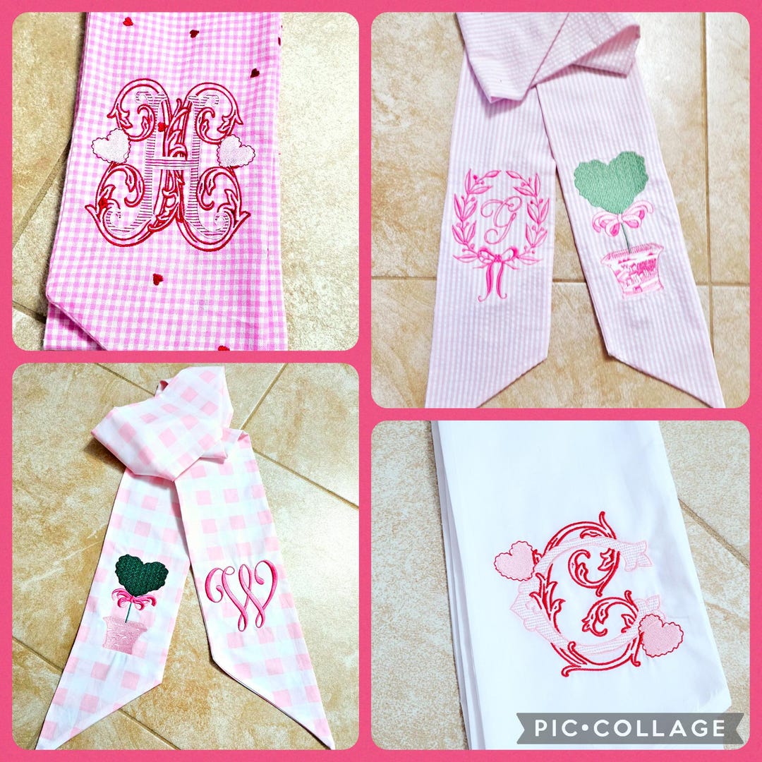 Monogrammed Valentine Wreath Sash Front Door Bow Sash Seasonal Sash ...