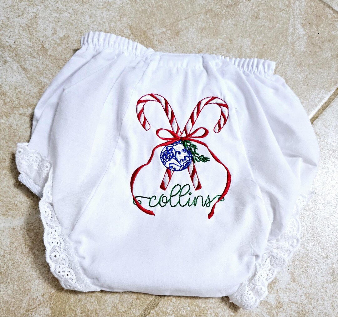 Monogrammed Christmas Bloomers: White Eyelet Diaper Cover - Etsy