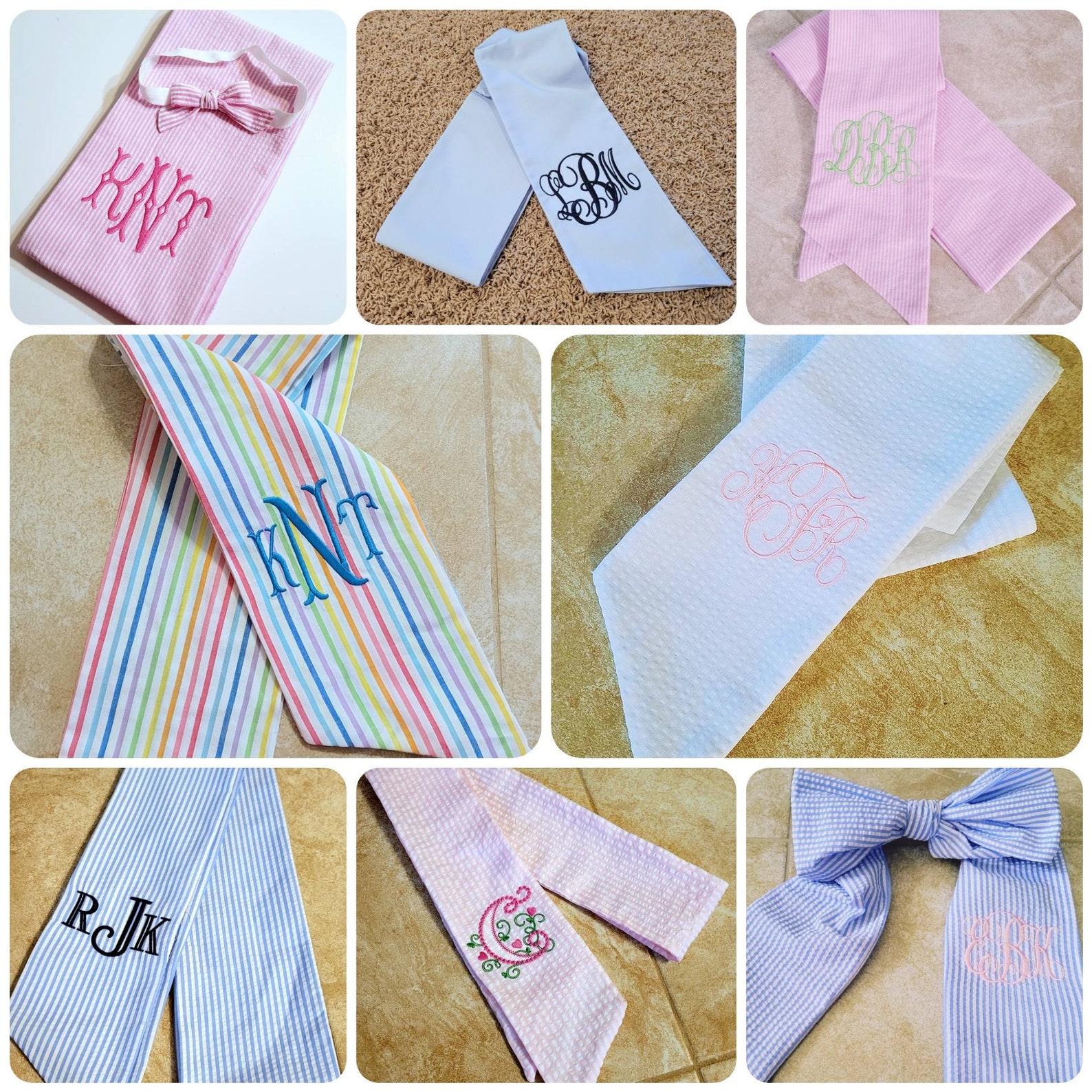 Monogrammed Baby Sash Swaddle Bow Sash Newborn Embroidered Bow - Etsy
