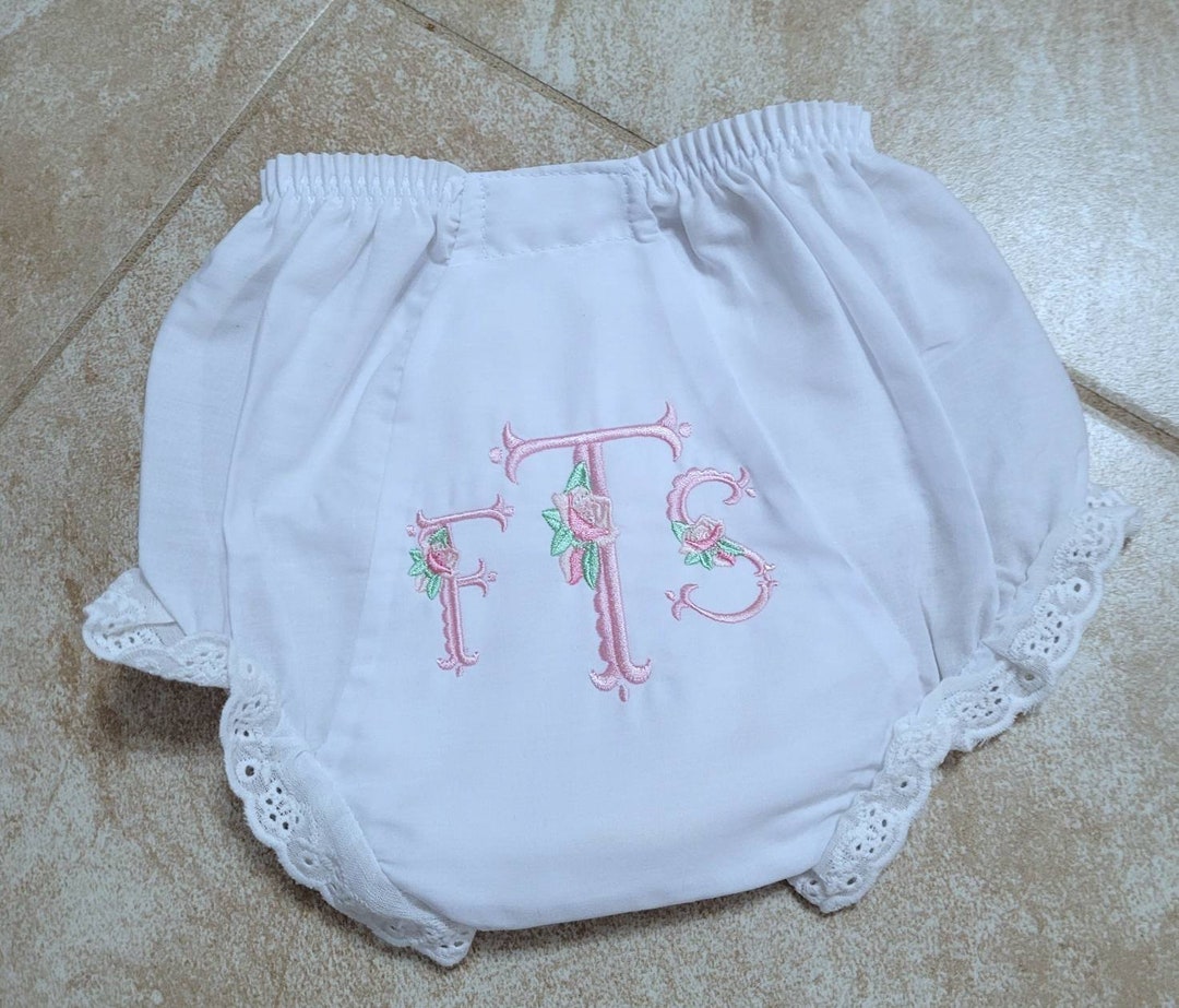 Monogrammed Eyelet Bloomers: Embroidered Floral Diaper Cover - Etsy