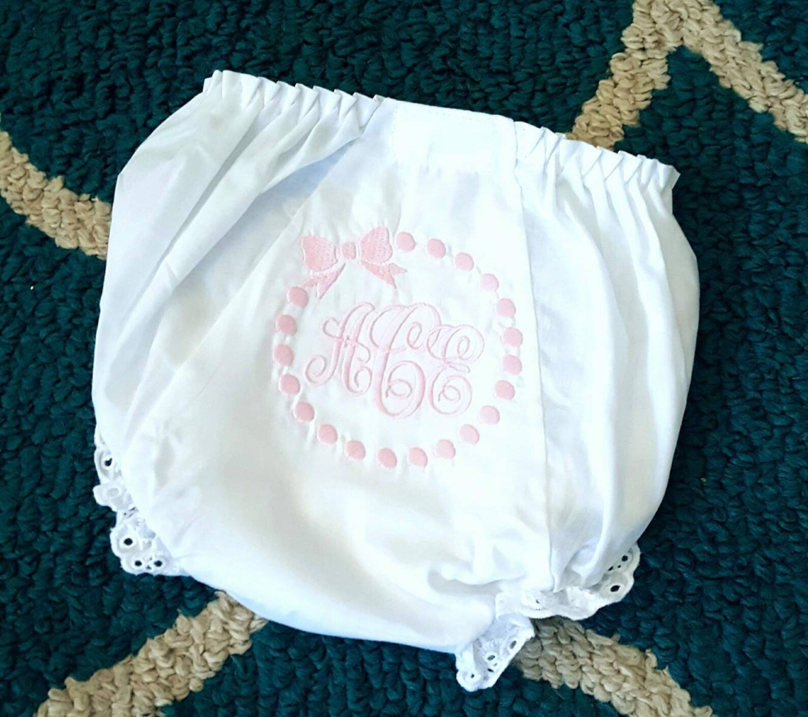 Monogrammed Eyelet Baby Bloomers: Personalized Diaper Cover - Etsy
